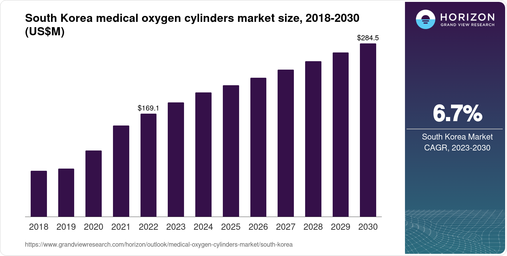 South Korea Medical Oxygen Cylinders Market Size & Outlook, 2030